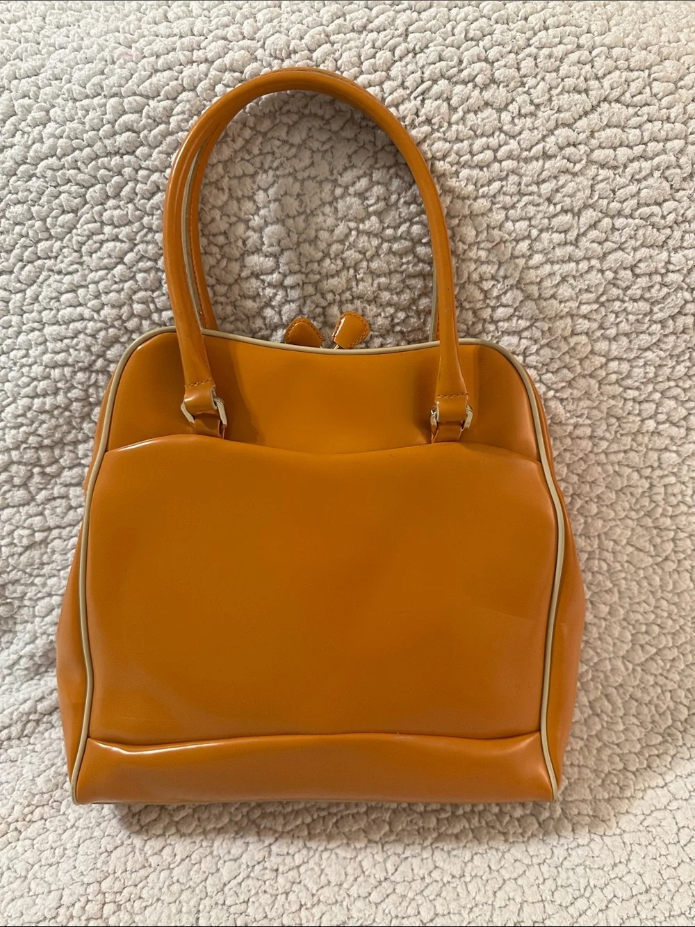 Liz Claiborne | Bags | Vintage Liz Claiborne Orange Tan Glossy ...